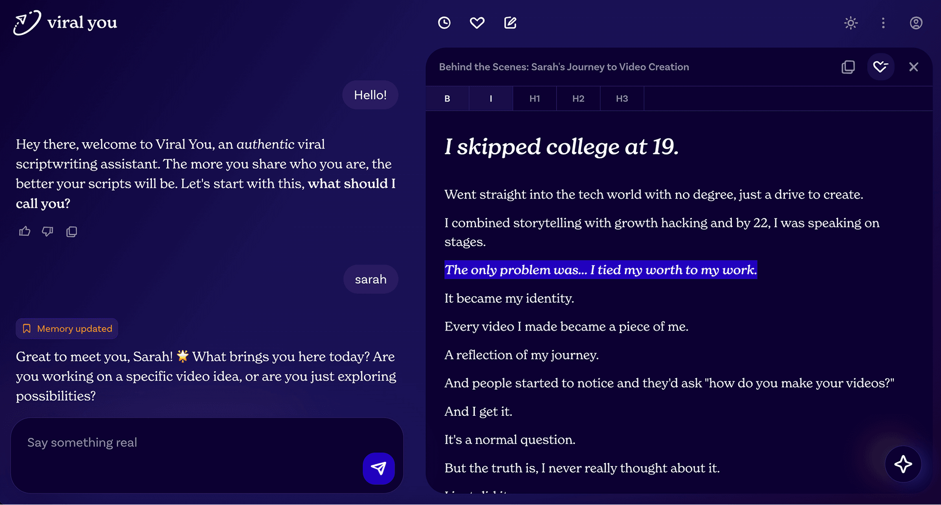 Viral YOU - Turn your story into a viral script that feels like you
